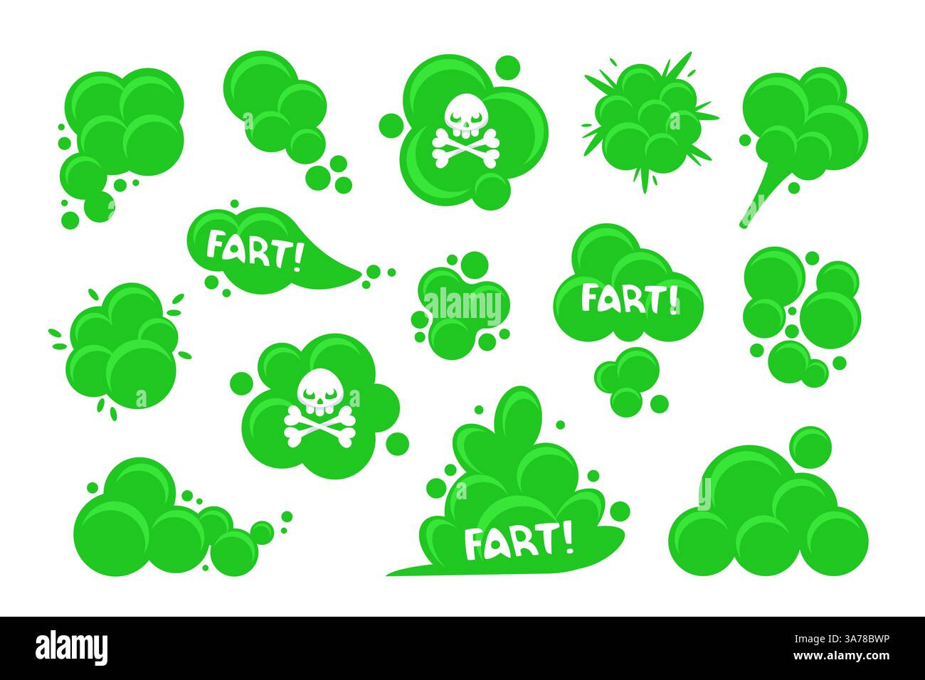 Smelling green smoke or fart. Funny flatulence symbol. Bad stink or ...