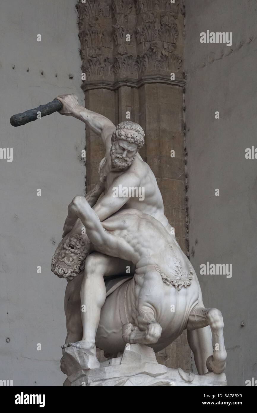 Hercules and Cacus marble statue in Florence’s Signoria Square Stock ...