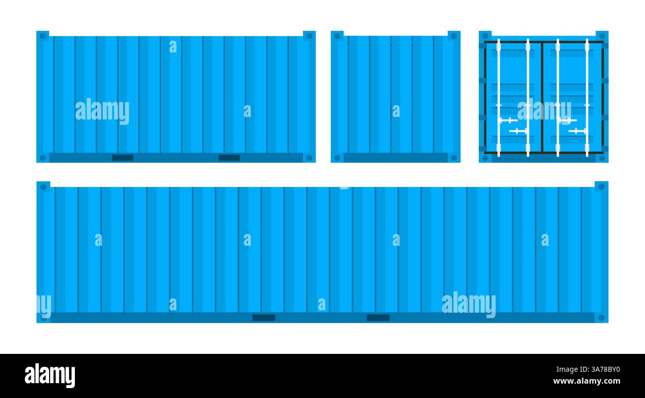 Set Blue cargo containers. Freight Shipping, delivery and ...
