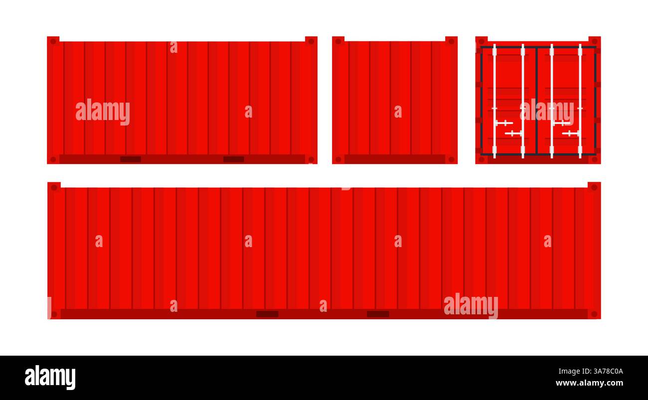 Set red cargo containers. Freight Shipping, delivery and transportation ...