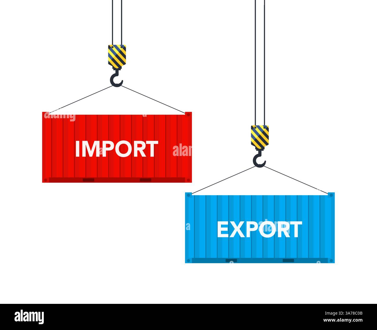 Two cargo containers with import and export. Vector illustration Stock ...