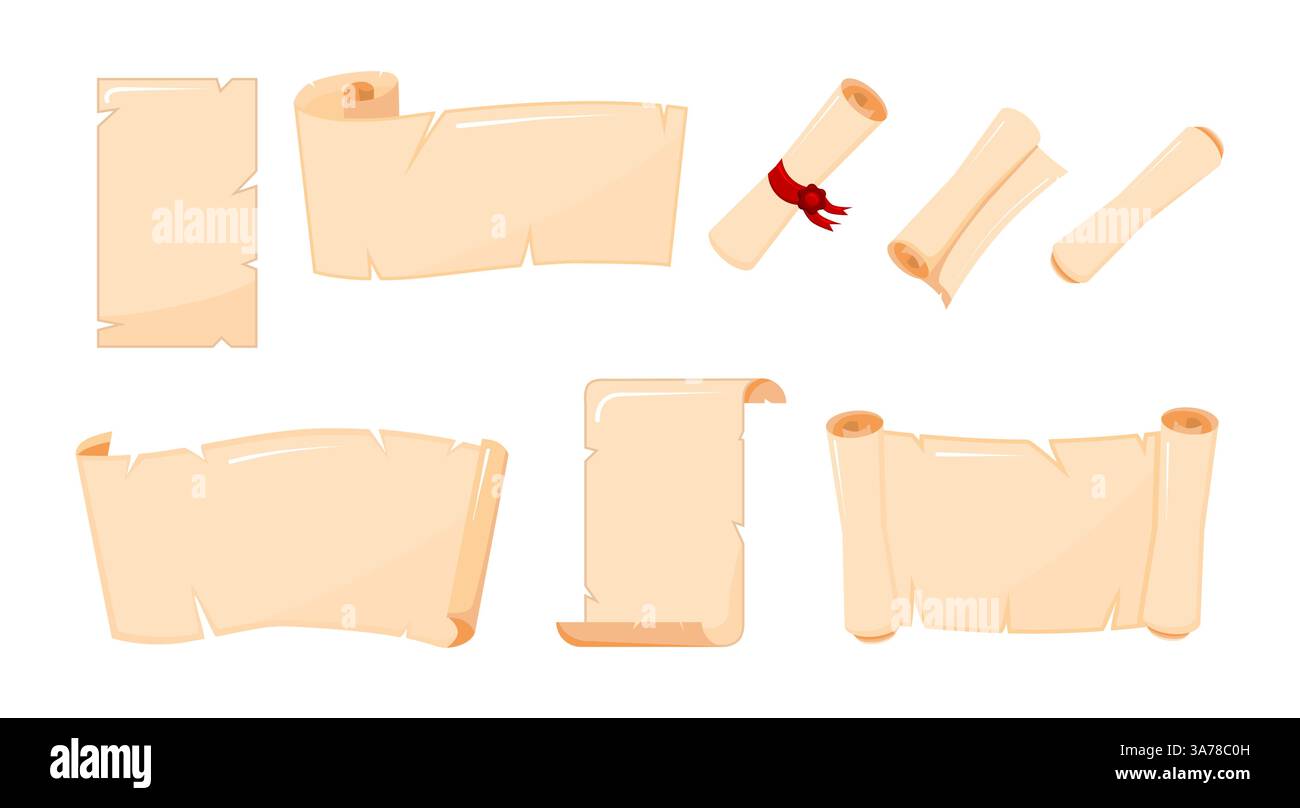 Srt of blank ancient paper scrolls and parchments. Vector illustration ...