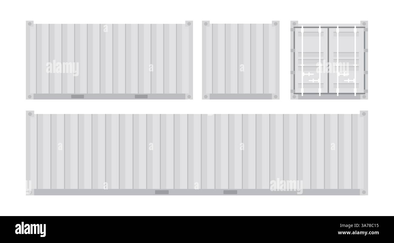 Set white cargo containers. Freight Shipping, delivery and ...
