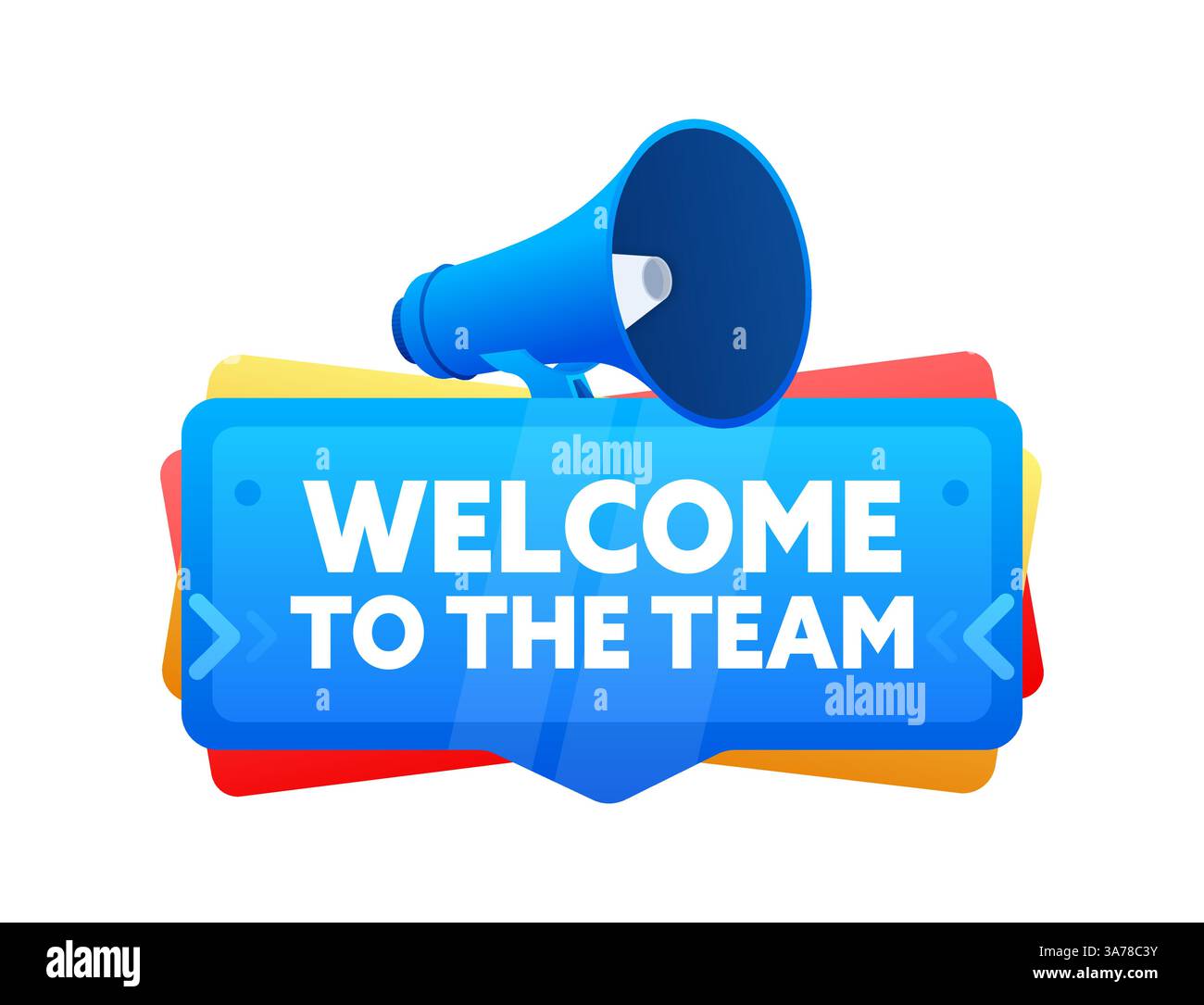 Welcome to the team announcement with megaphone. Vector illustration ...