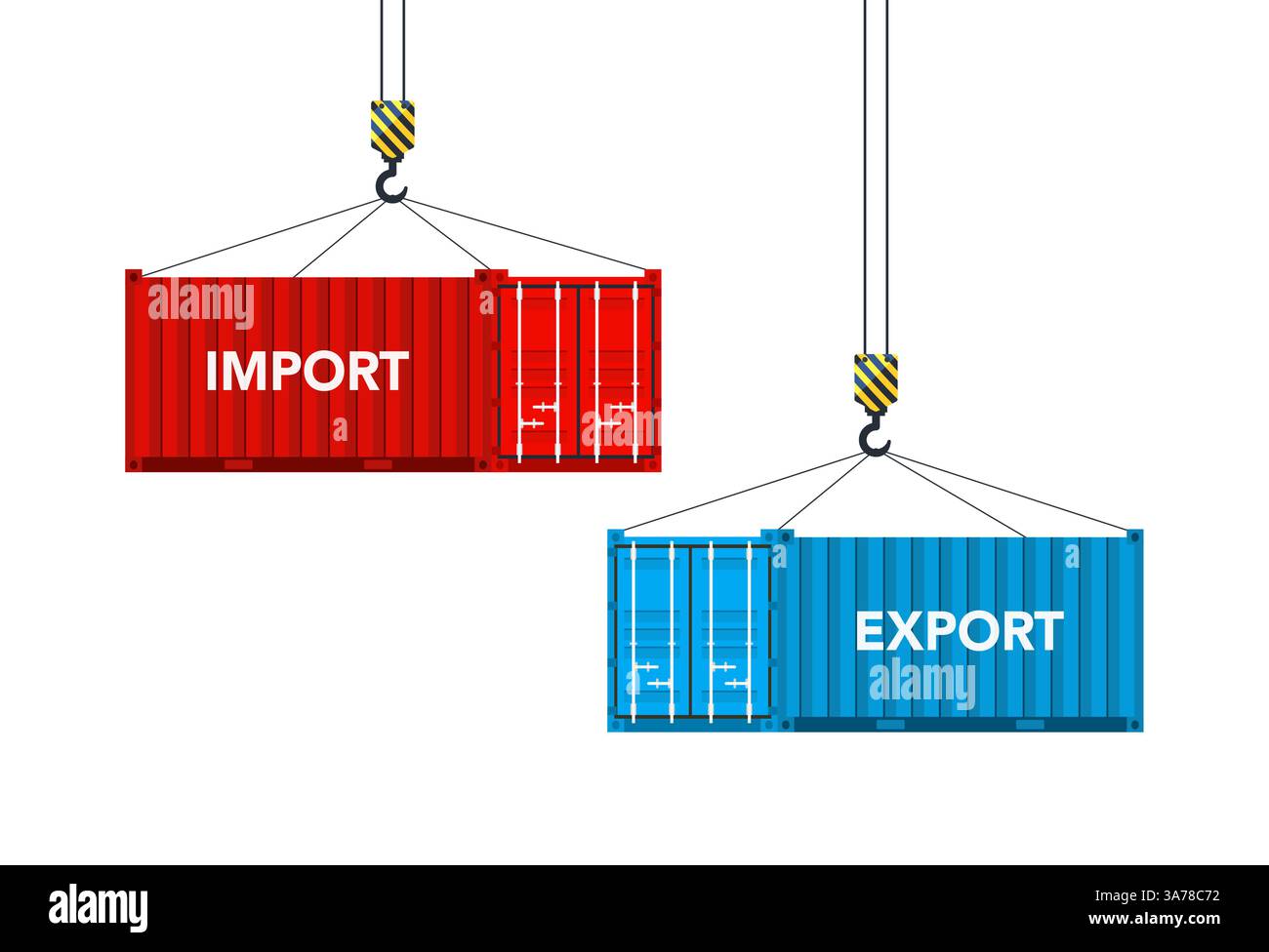 Two cargo containers with import and export. Vector illustration Stock ...
