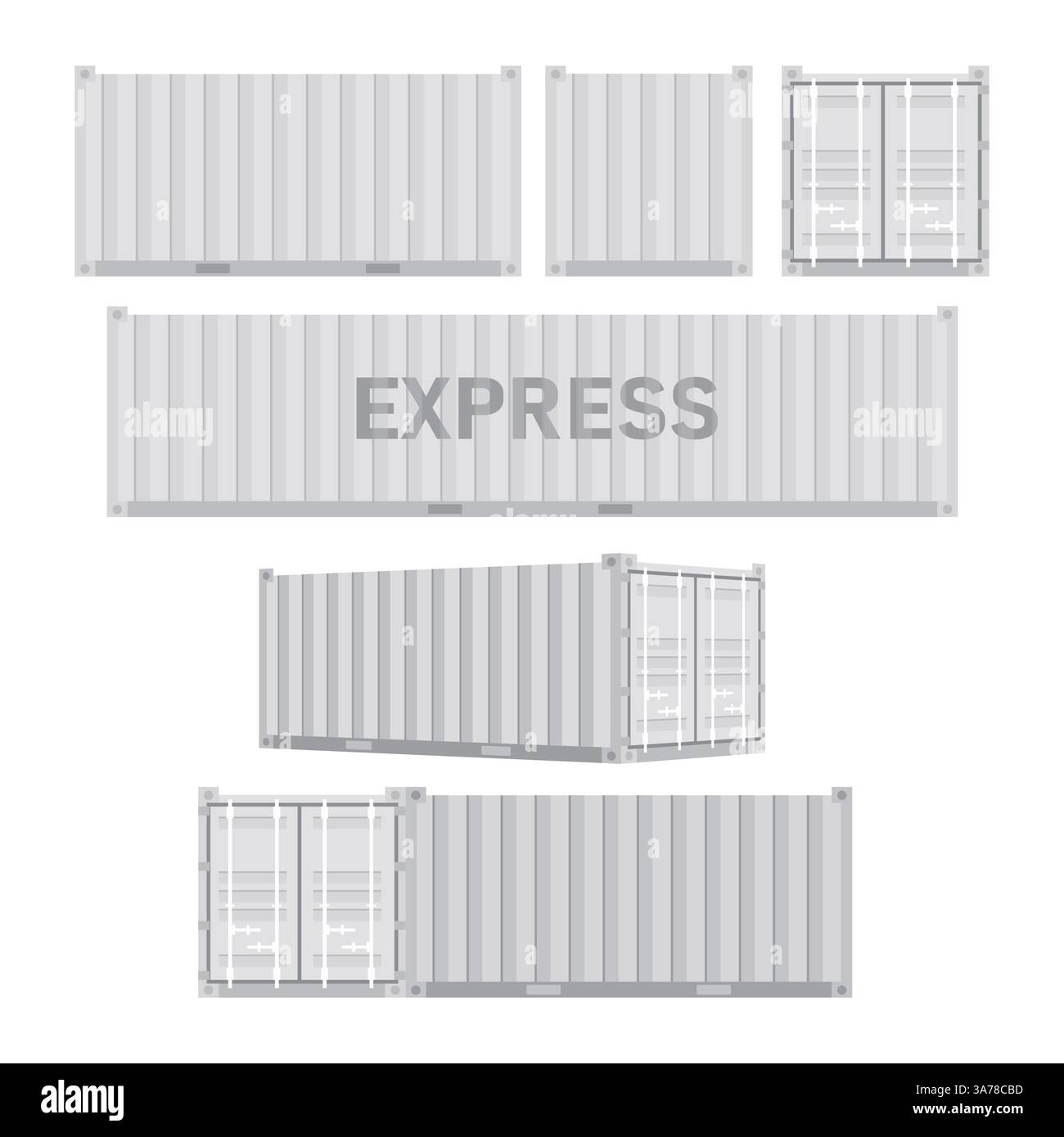 Set white cargo containers. Freight Shipping, delivery and ...