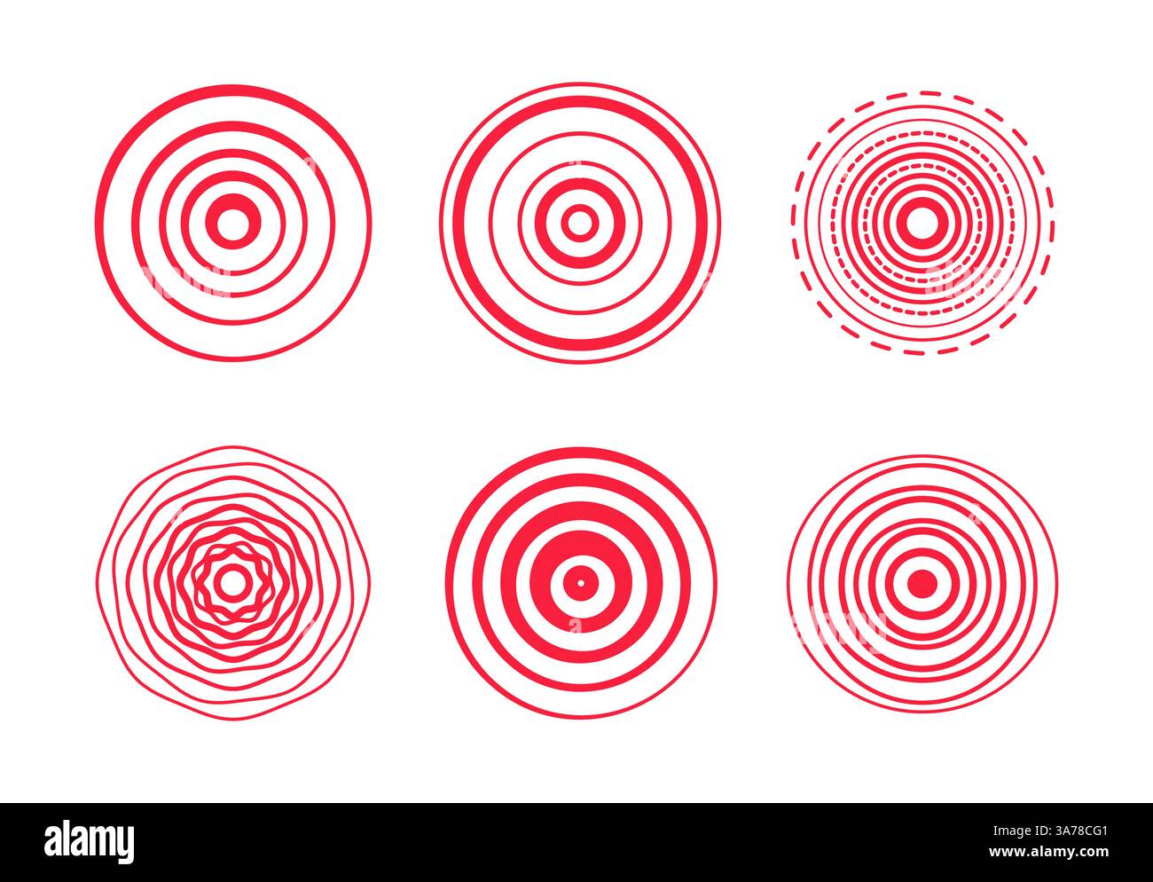 Pain red circle or localization mark. Target spot symbols for medical ...