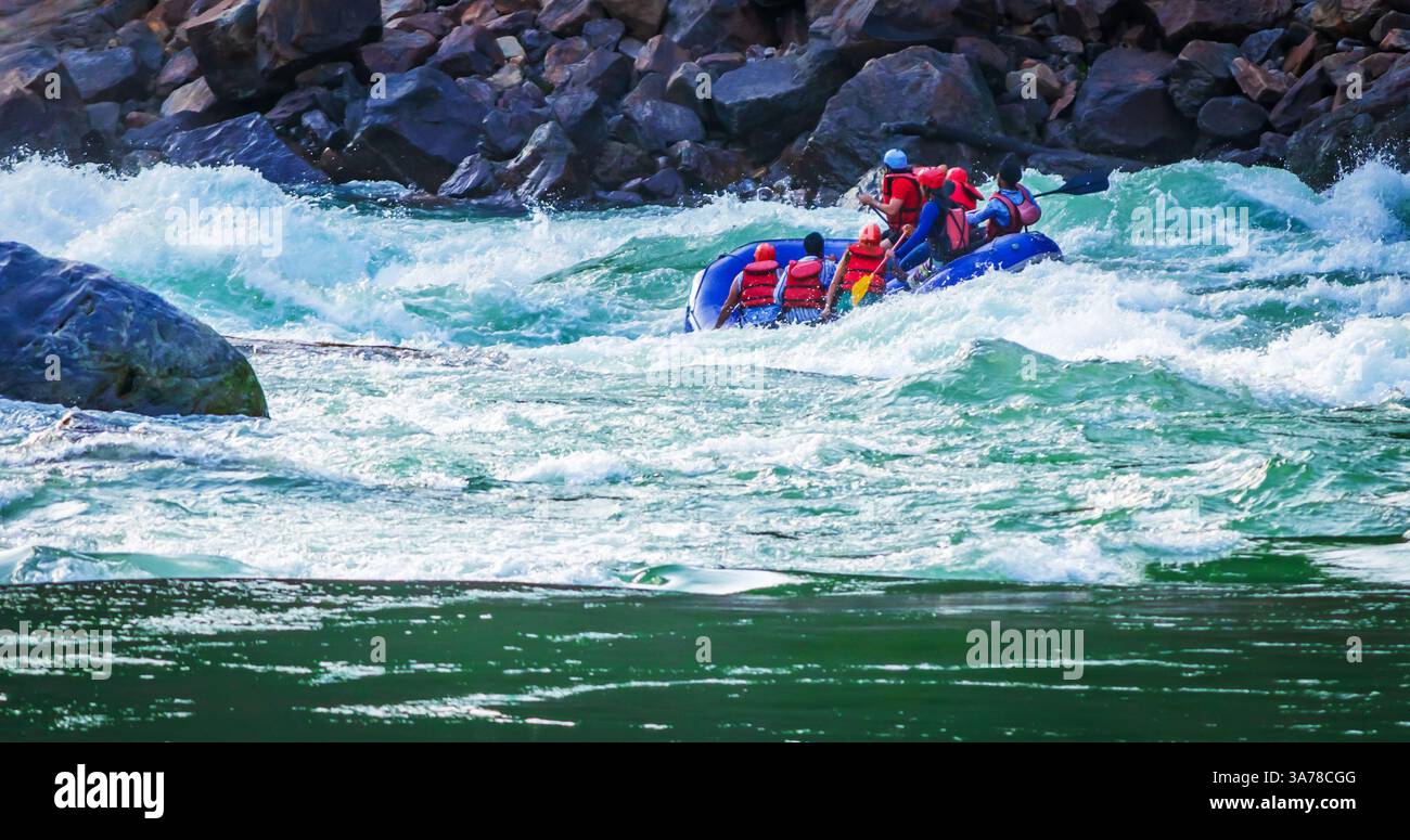 people enjoying river rafting in Rishikesh India on Ganges river Stock ...