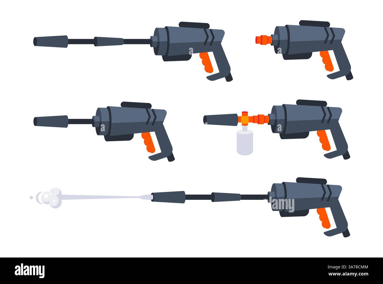 Pressure washing gun. Jet Spray on white background Stock Vector Image ...
