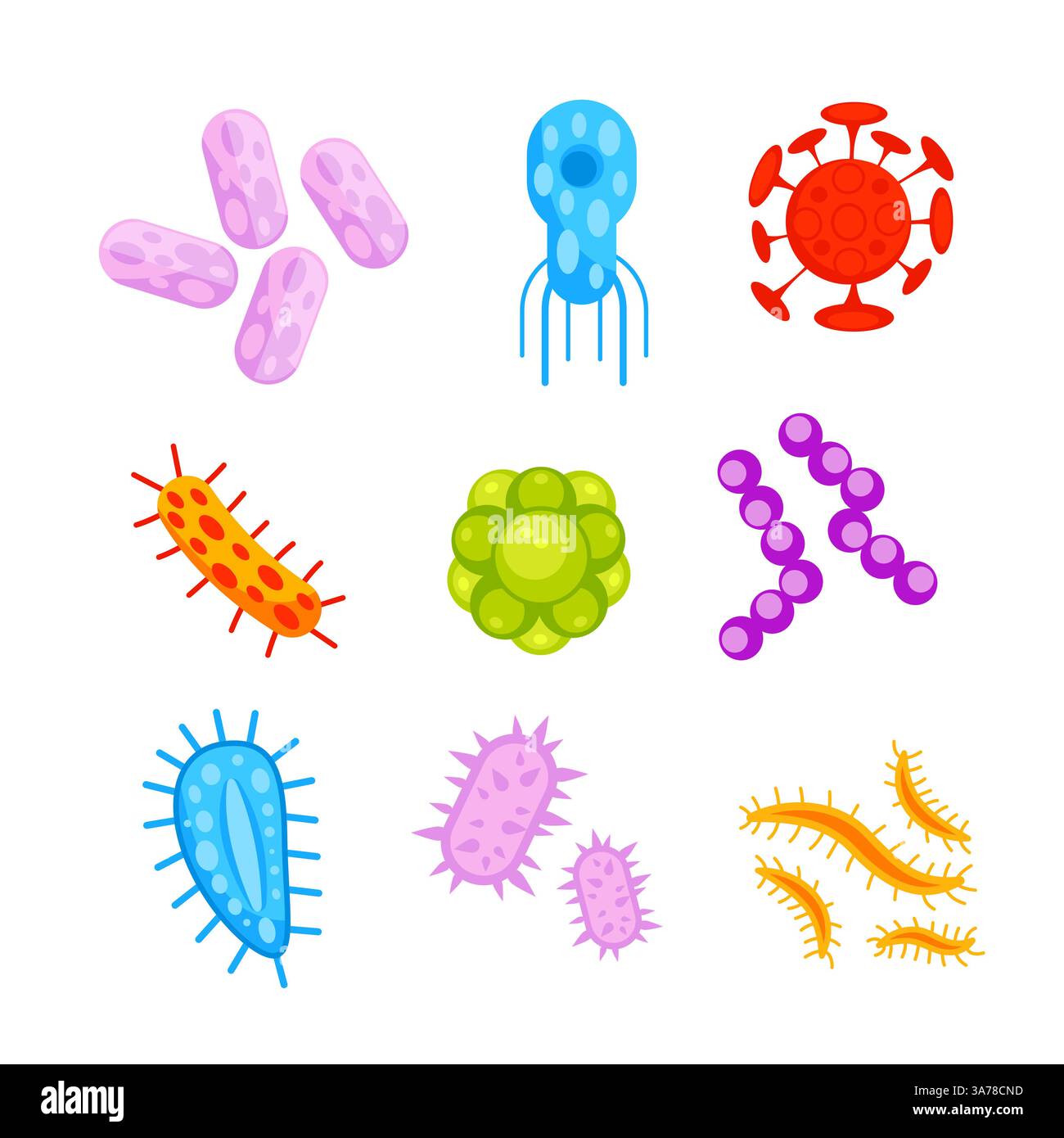 Bacteria and germs set. Types and microorganism. Germs and bacillus ...
