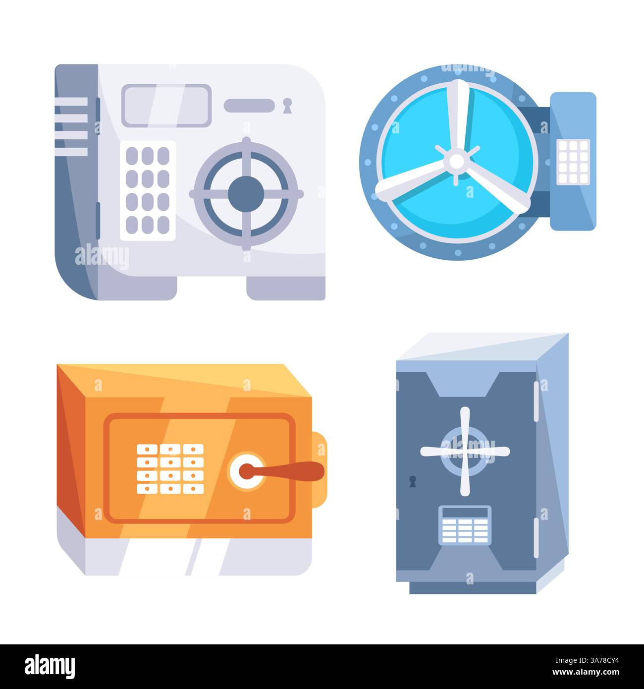 Set of security metal safes. Steel safe box. Bank metal vault. Bunker or bank safe Stock Vector ...
