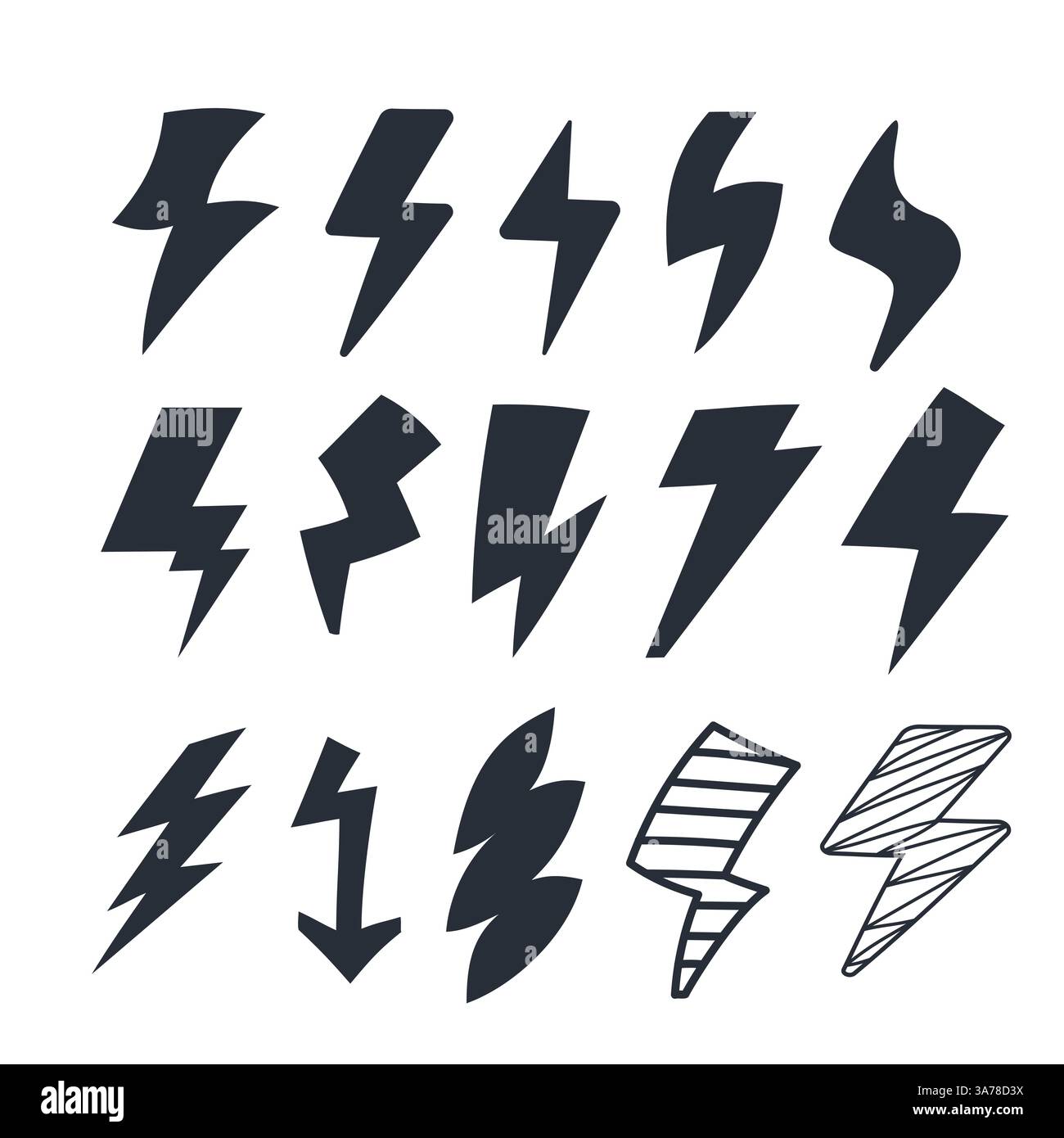 Lightning bolt flash icon Set. Thunderbolt, Flash symbol Stock Vector ...