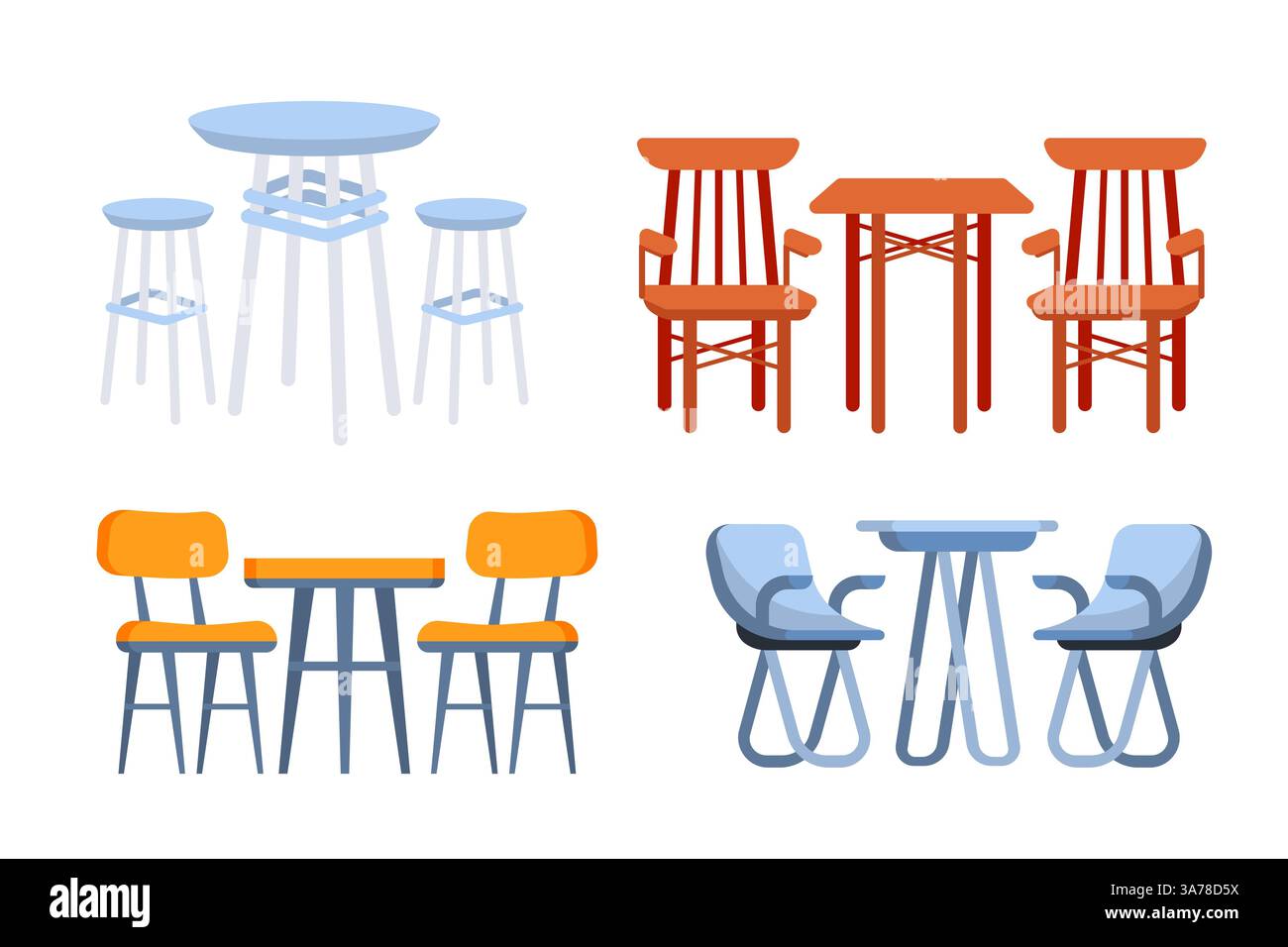 Wooden tables chairs interior Stock Vector Images - Alamy