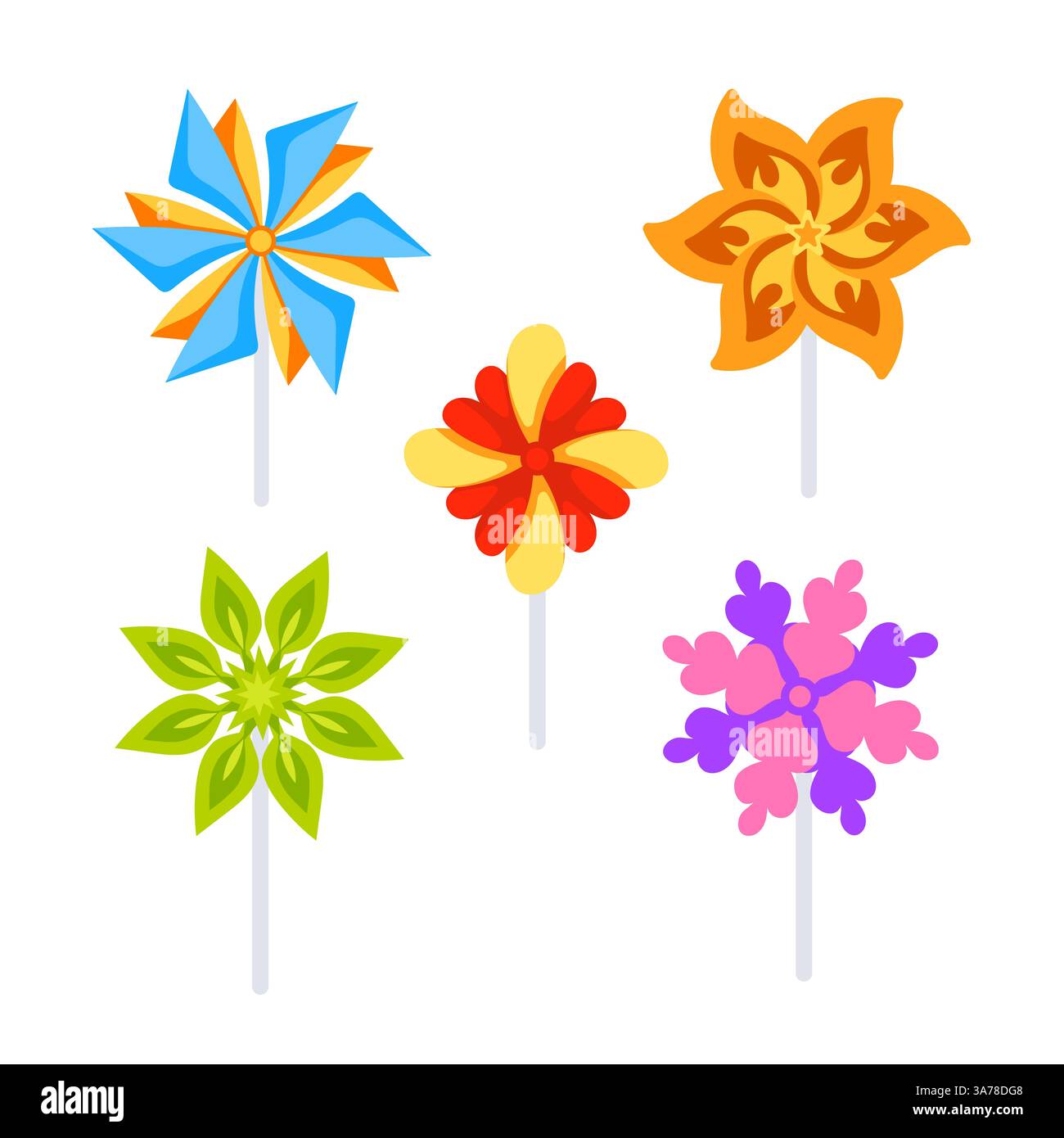 Windmill toy. Origami fan set. Paper pinwheel toys Stock Vector Image ...