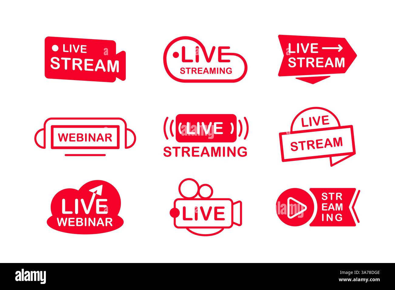 Live stream logo, icon Collection. Live online broadcasting, streaming ...