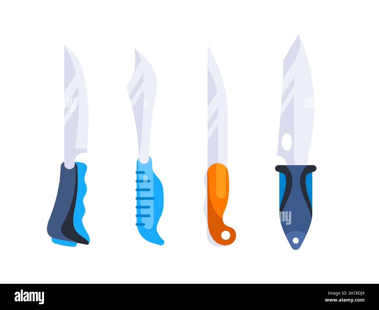 Knife camping set. Tool hiking. Handle sharp, weapon army Stock Vector ...