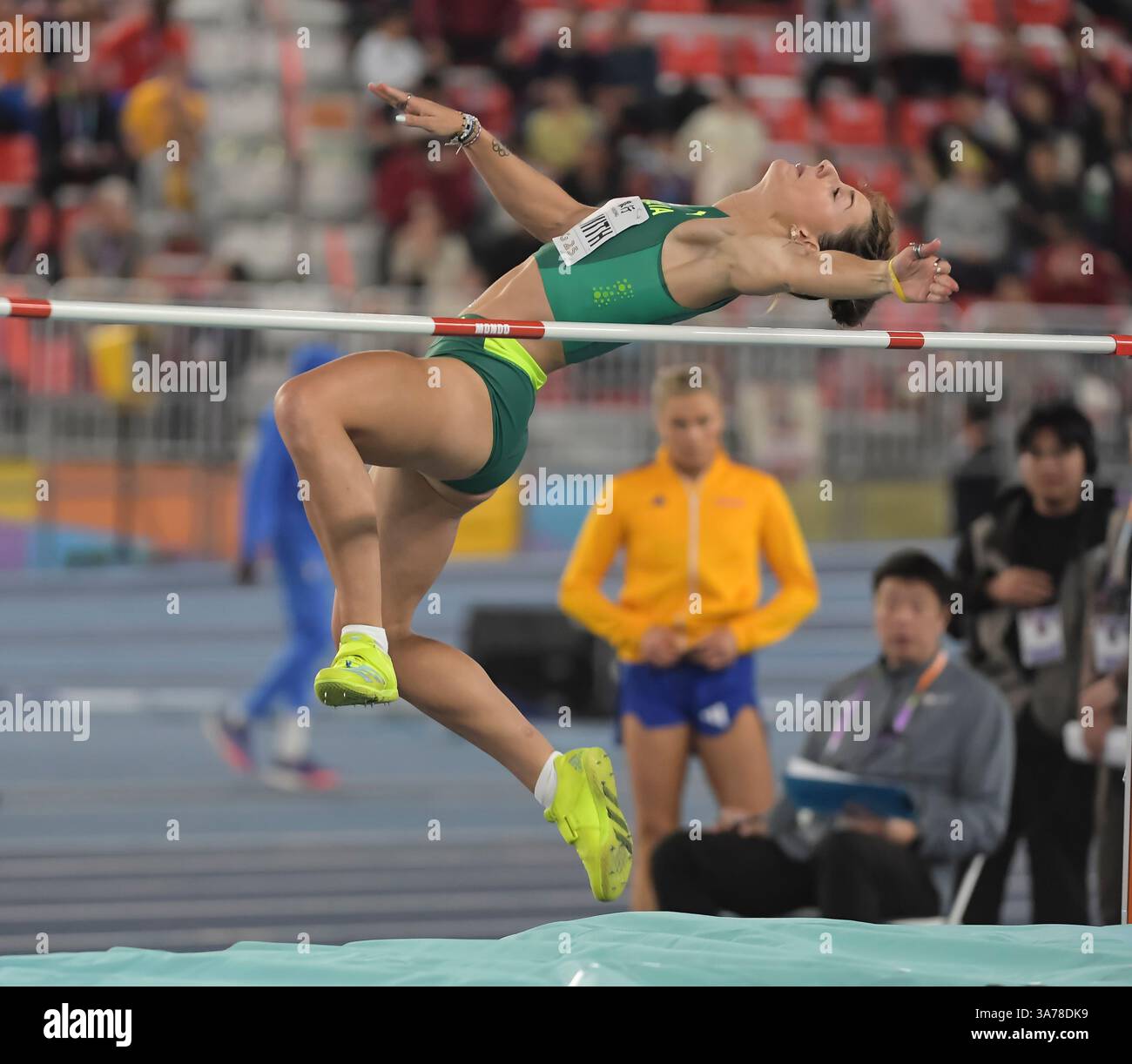Camryn Newton-Smith of Australia competing in the high jump pentathlon at the World Athletics ...
