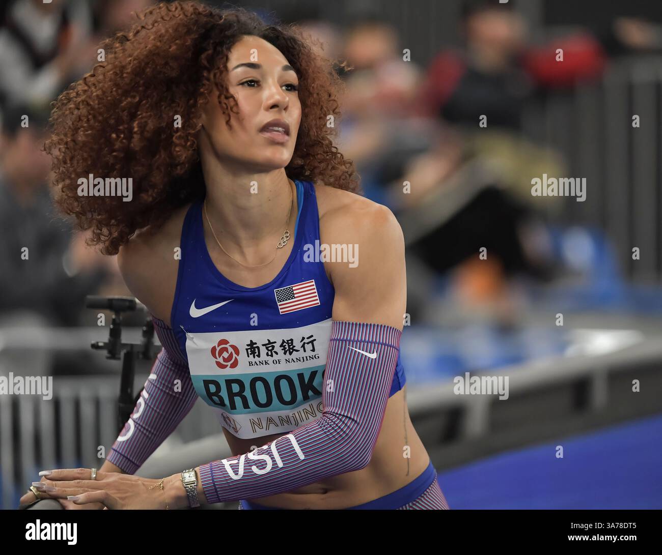 Taliyah Brooks of the USA competing in the high jump pentathlon at the ...