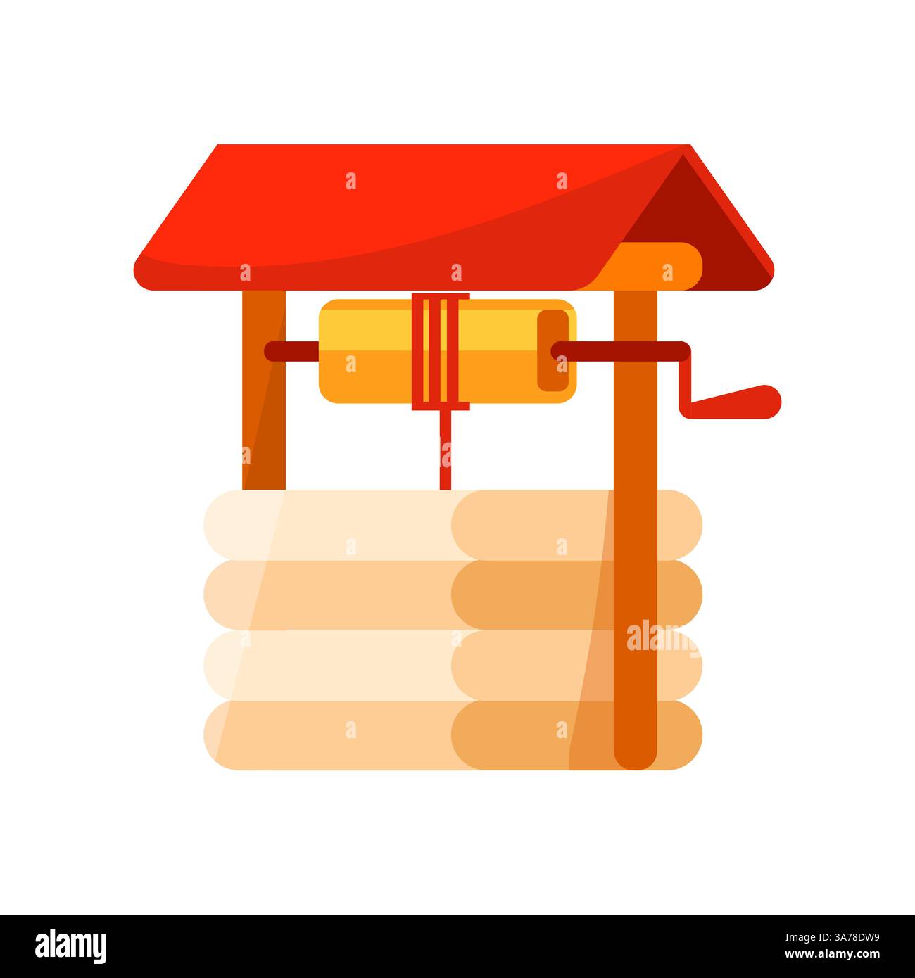 Water well set. Stone and wooden decorated peasant wells for water ...