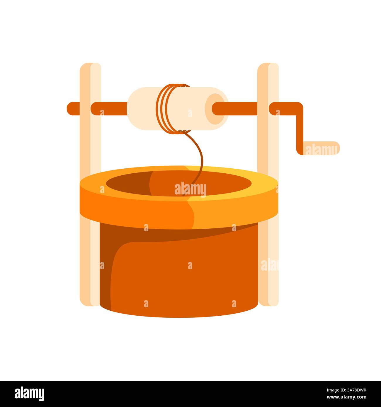 Water well set. Stone and wooden decorated peasant wells for water ...