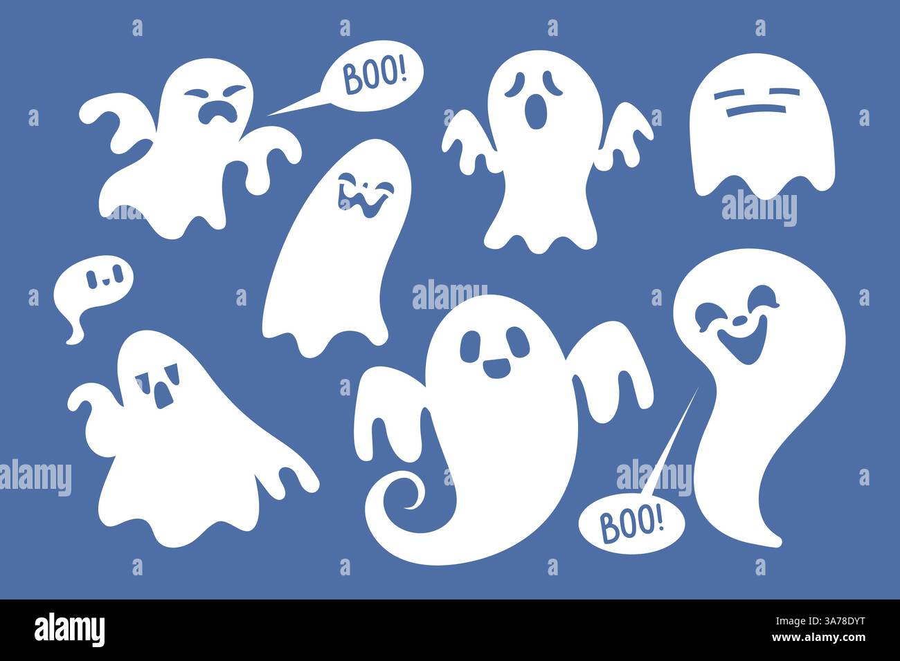 Spooky halloween ghost. Fly phantom spirit. Mysterious night shadows ...