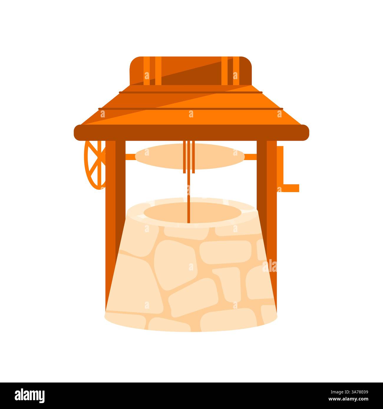 Water well set. Stone and wooden decorated peasant wells for water ...