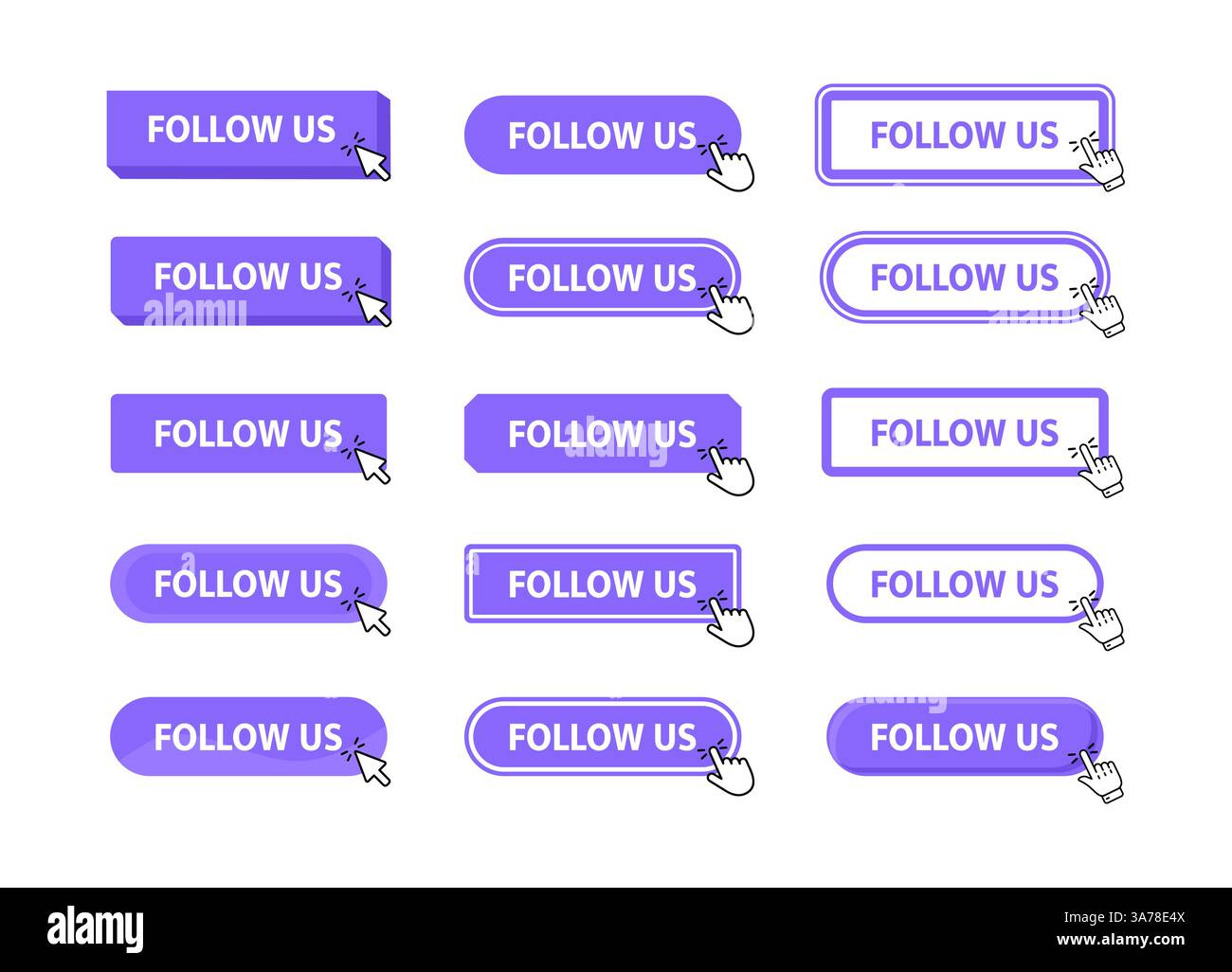 Follow Us Button with pointer clicking. Web button. Finger Pressing ...