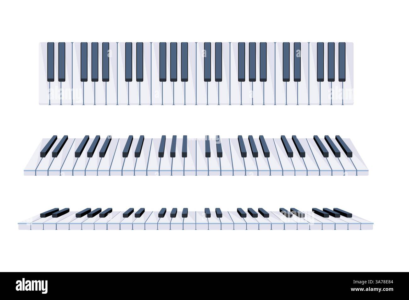 Piano keyboard set. Collection musical instrument row of black and ...