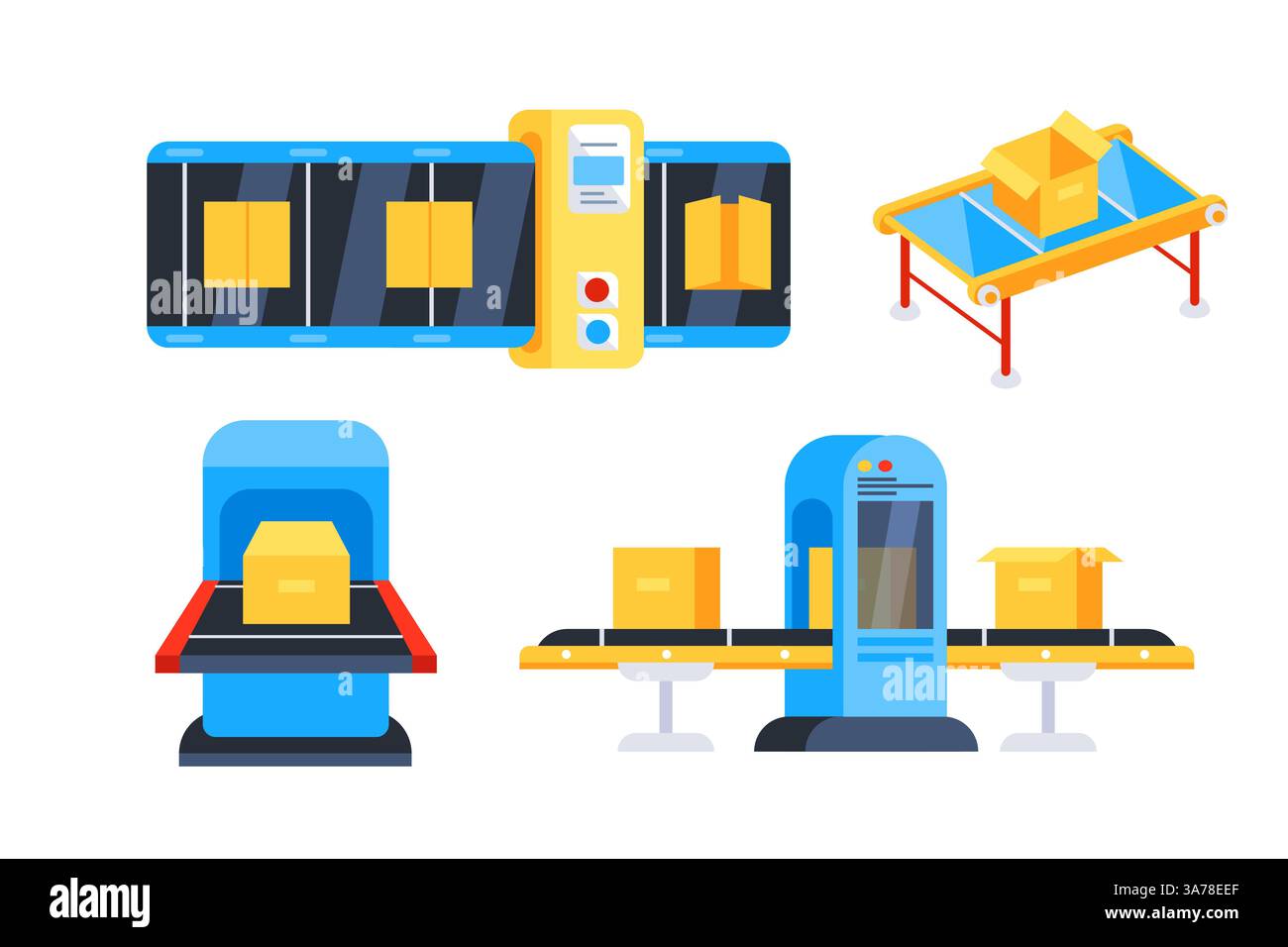 Conveyor belt set. Metal assembly transporter. Industrial moving line ...