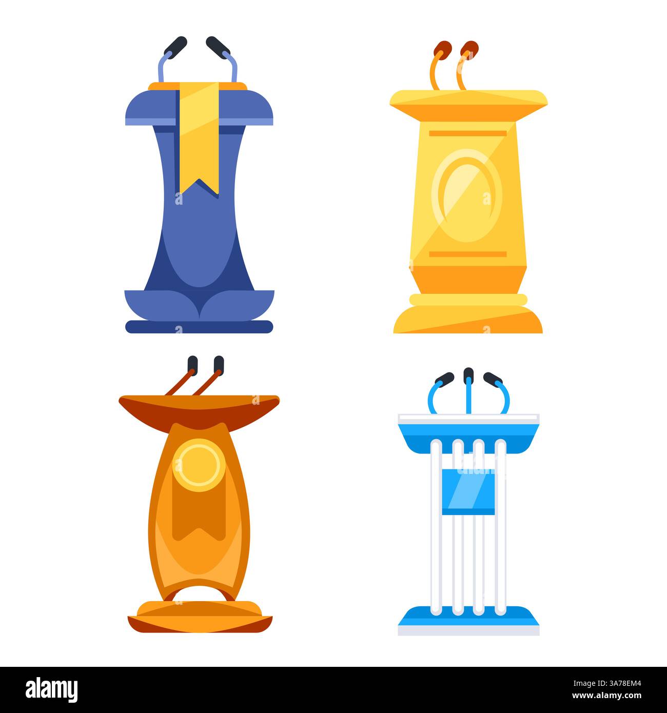 Tribunal of podium. Debate Podium rostrum stand with Microphones Stock ...