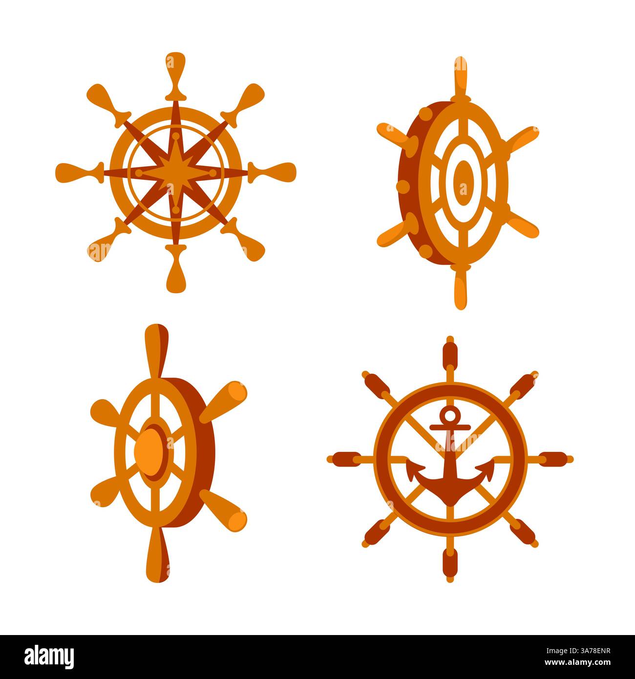 Classic wooden round ship helm. Helm of a boat or ship Stock Vector ...