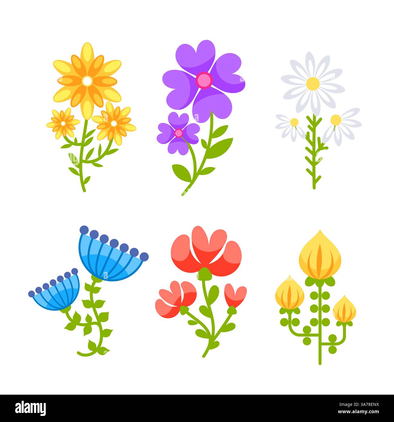 Flowers and plants collection. Flower bouquets of spring Easter ...