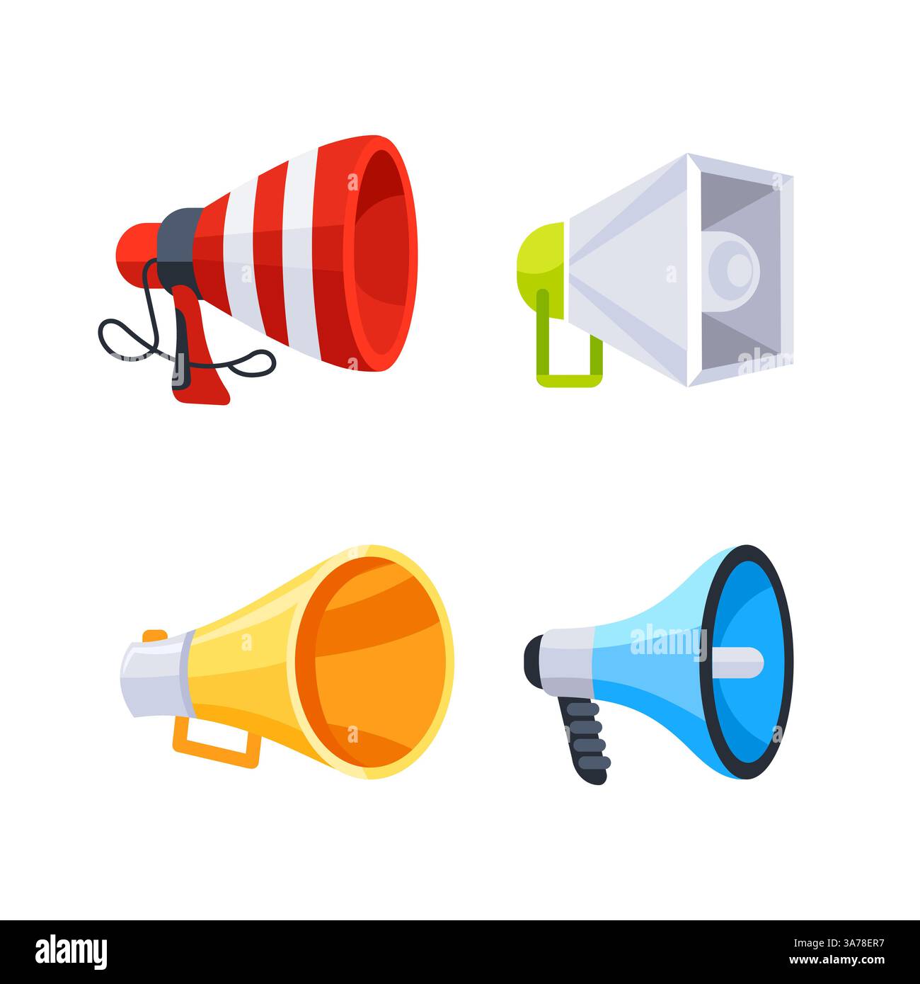 Megaphone speaker. Loudspeakers for collage. Bullhorn announce, loud ...