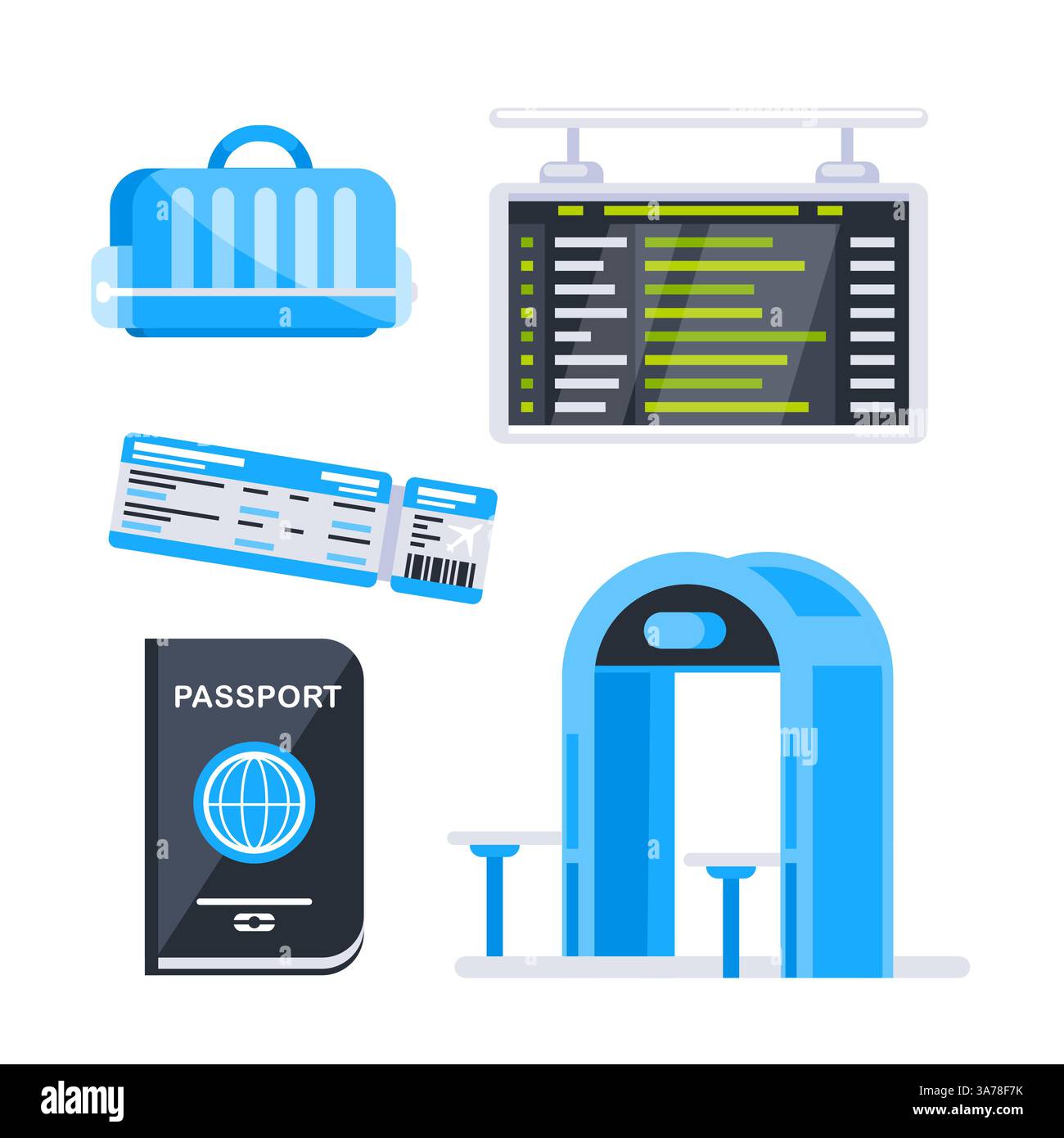 Airport terminal design elements. Traveling by plane. Travel concept ...