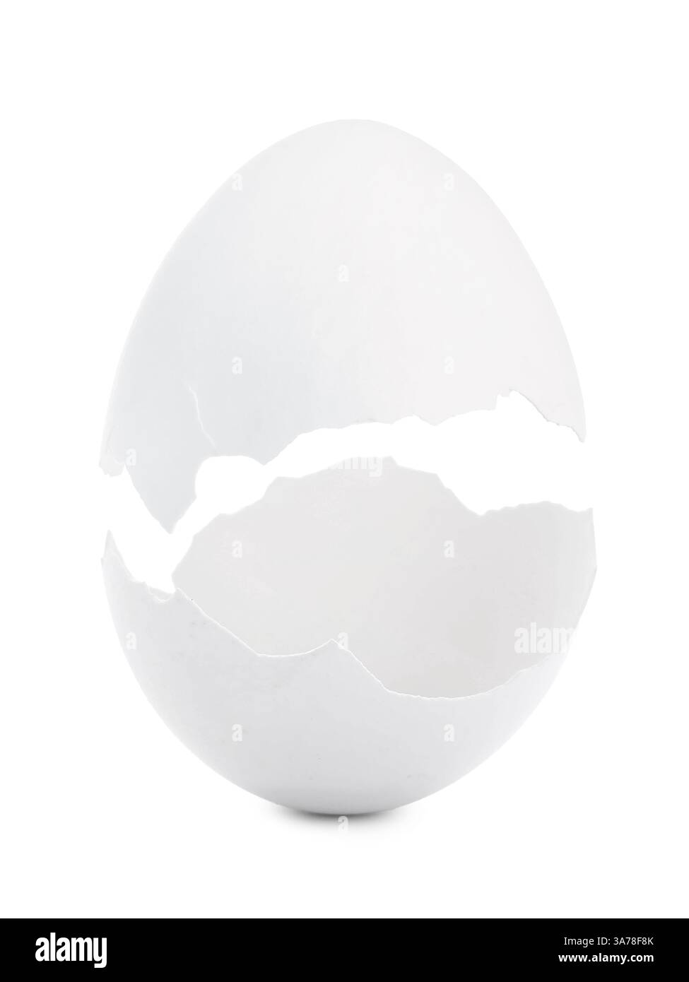 Halves of cracked egg shell on white background Stock Photo - Alamy