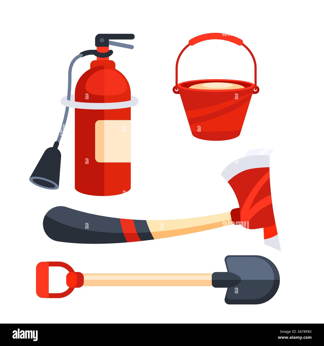 Firefighter emergency equipment set. Fire protection equipment ...