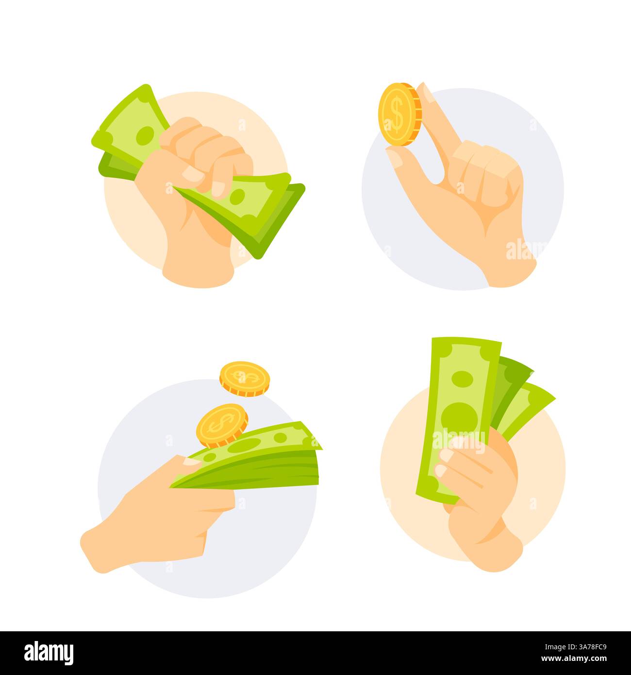 Hand holding money. Human arm give money and pay in dollar bill ...