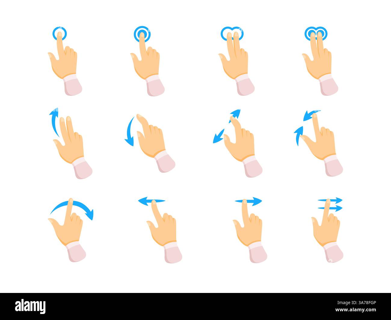 Touch screen hand gestures set. Like swipe, scroll and pinch Stock ...