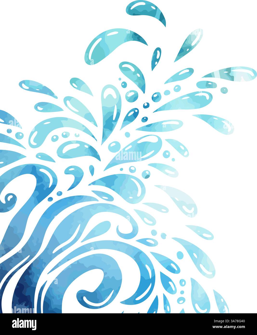 Blue watercolor river ocean wave layer background. hand drawn. Not AI ...