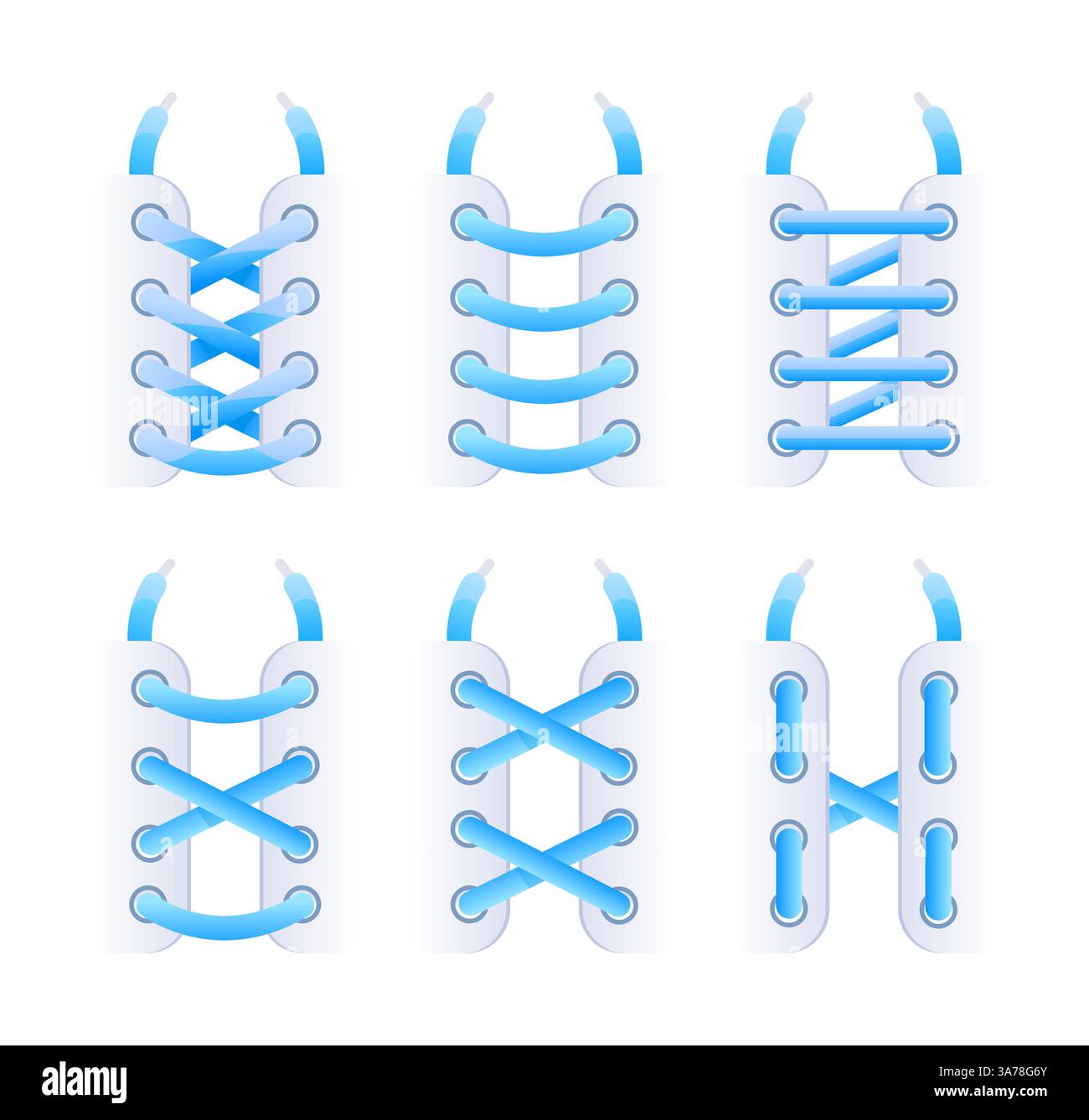 Six variations of shoelace tying methods are displayed, offering ...