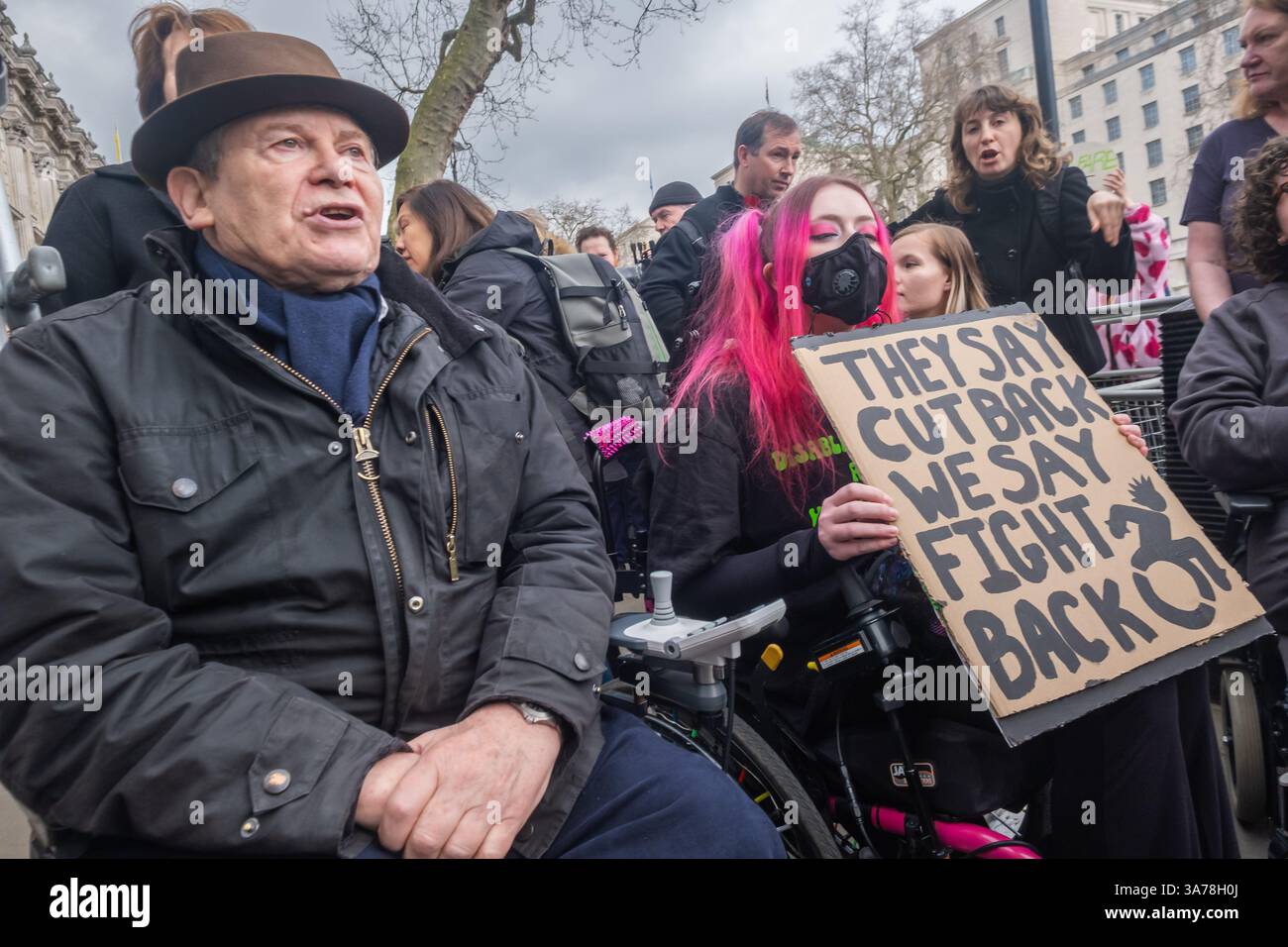 London, UK. 26 Mar 2025. Disabled people and supporters protest at the ...