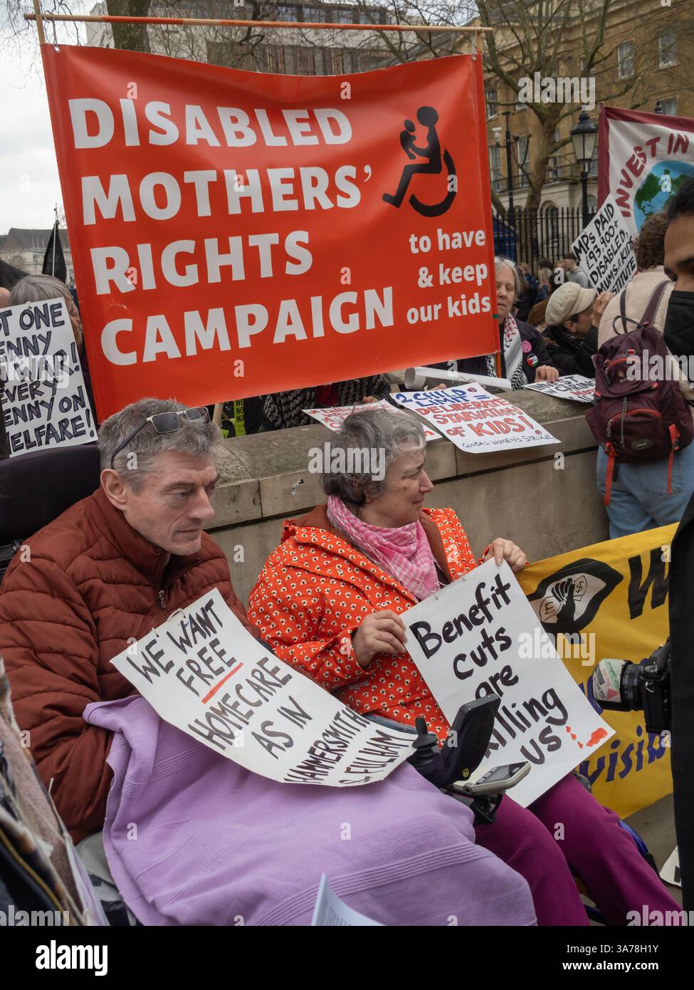 London, UK. 26 Mar 2025. Disabled people and supporters protest at ...