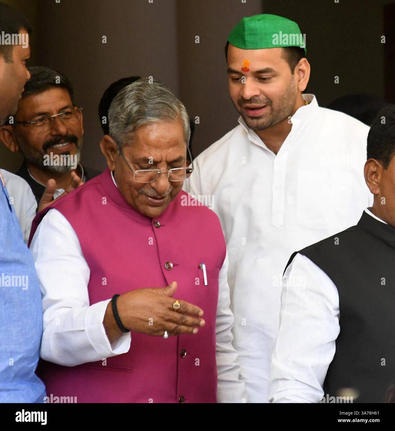 Patna, India. 26th Mar, 2025. PATNA, INDIA - MARCH 26: RJD MLA Tej Pratap Yadav with Bihar ...