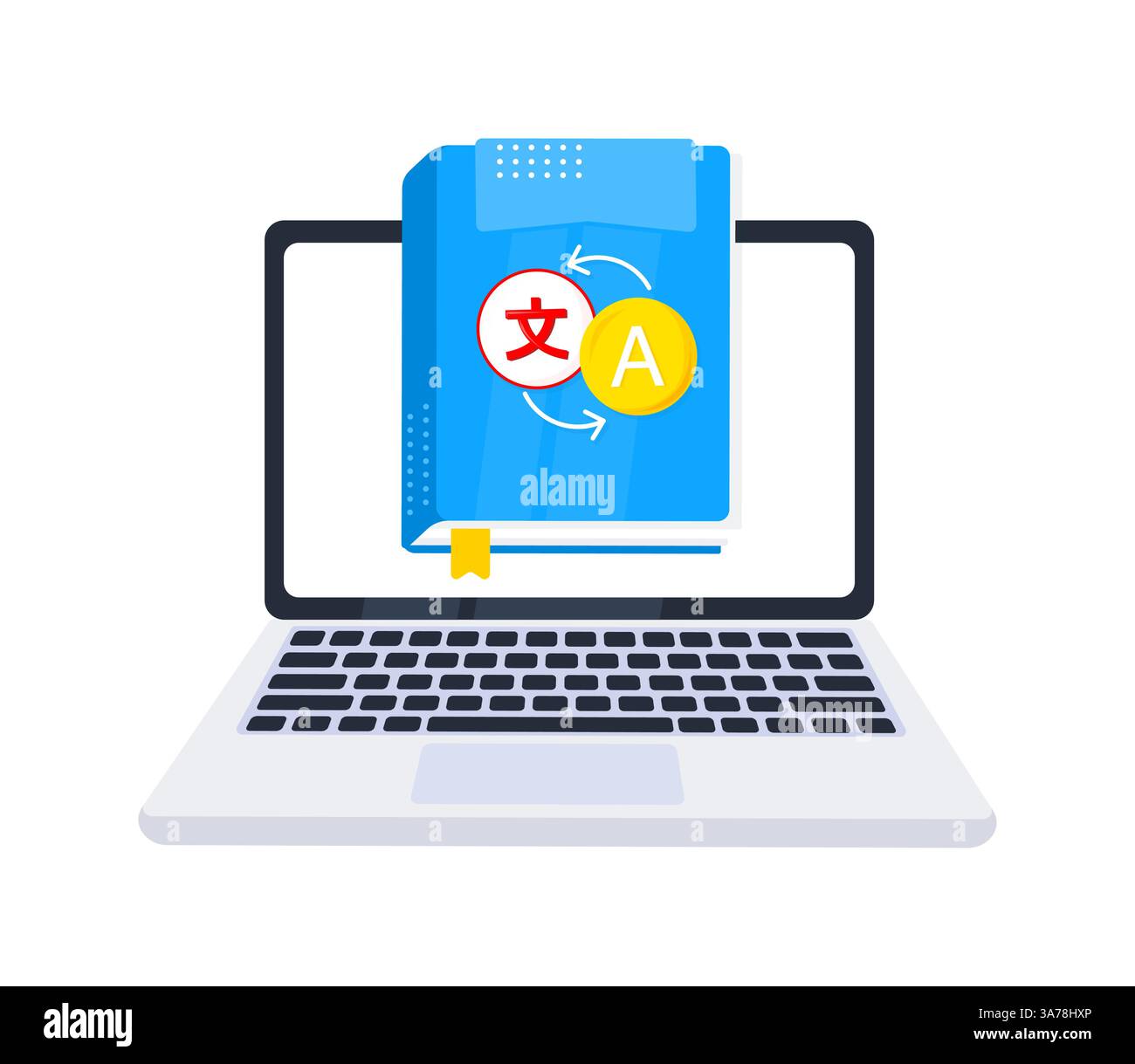 Online language course, digital translation service concept, laptop ...