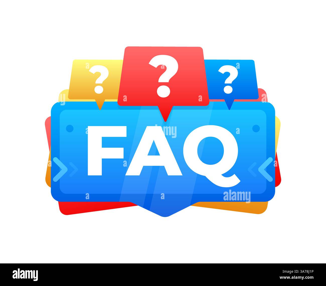 Faq banner with question marks showing frequently asked questions about your business Stock ...