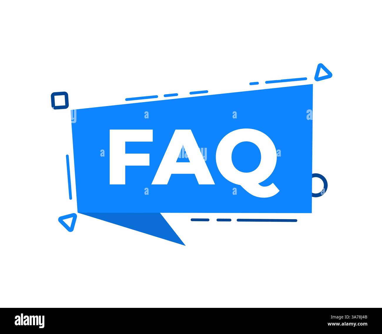 Blue speech bubble showing faq acronym for frequently asked questions section of a website Stock ...