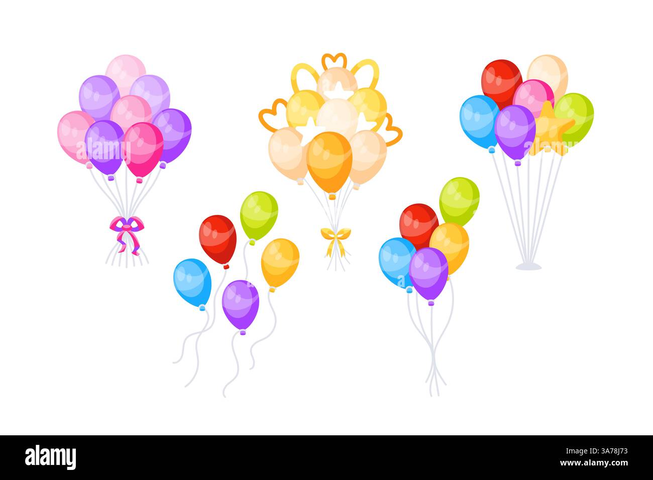 Colorful balloons floating with ribbons, representing celebration, joy ...