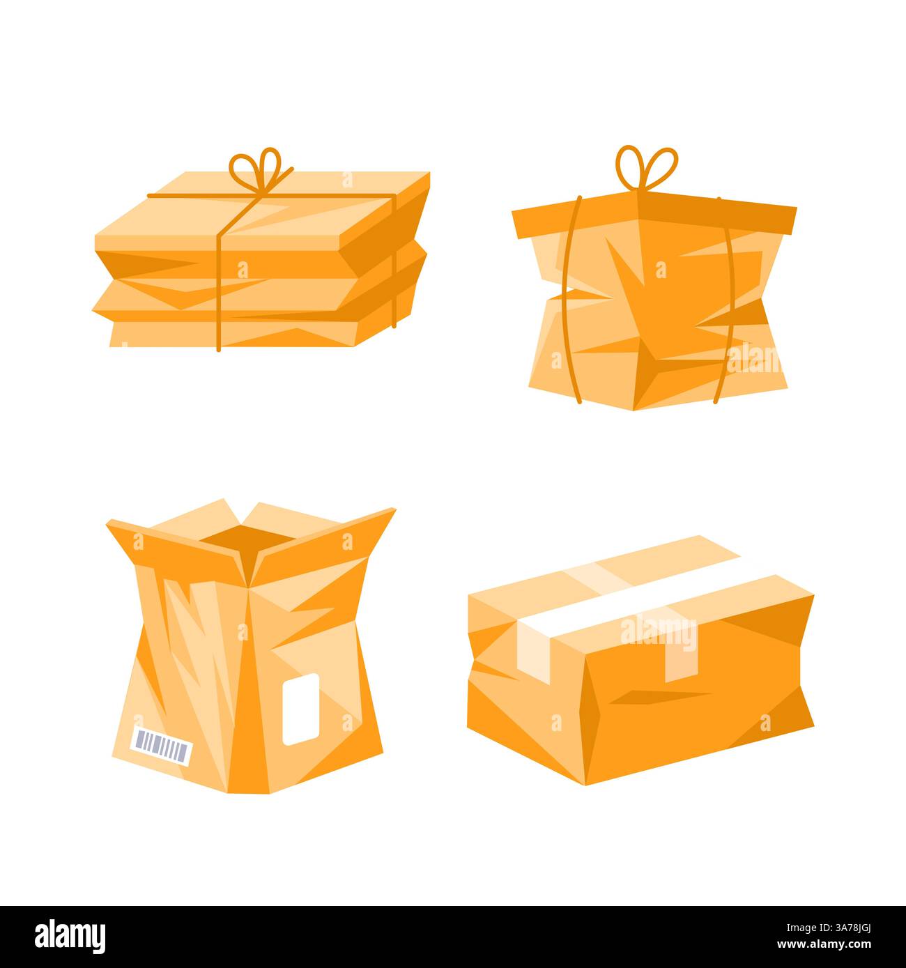 Cardboard boxes in different states showing delivery process Stock ...