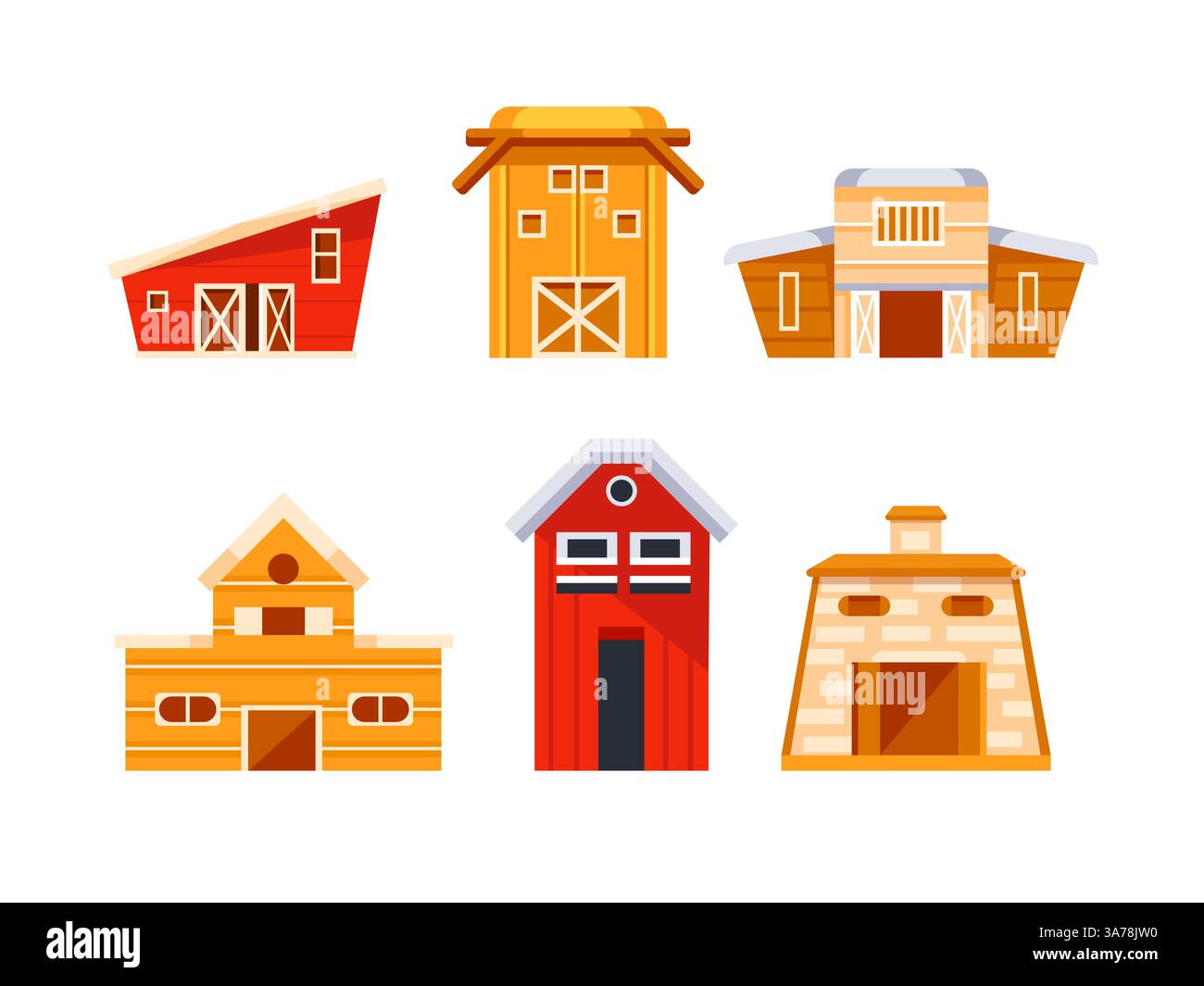 Collection of countryside barns showing different architectural styles ...