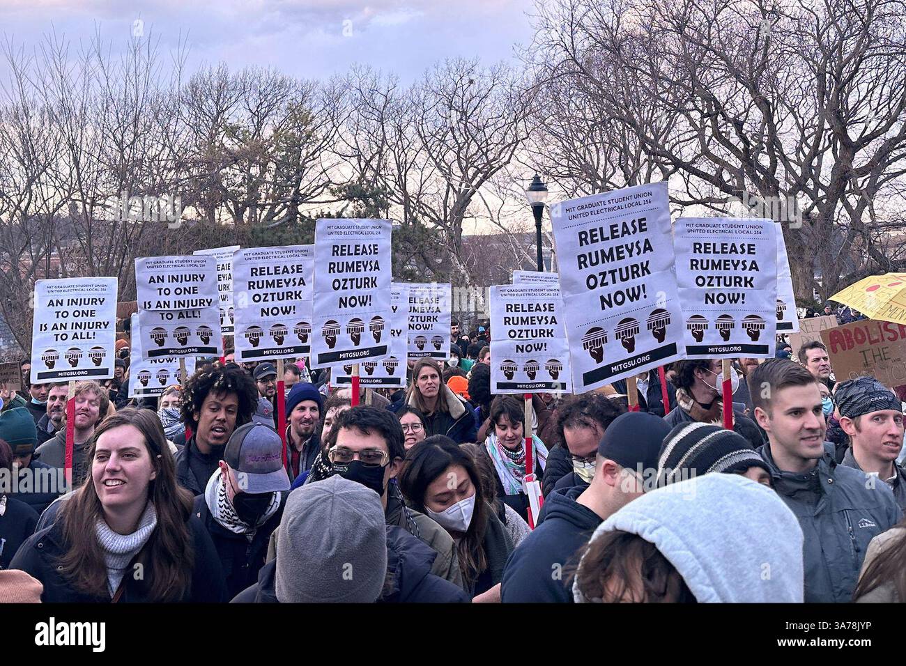 Hundreds of people gather in Somerville, Mass., on March 26, 2025, to ... Hundreds of people gather in Somerville, Mass., on March 26, 2025, to ...